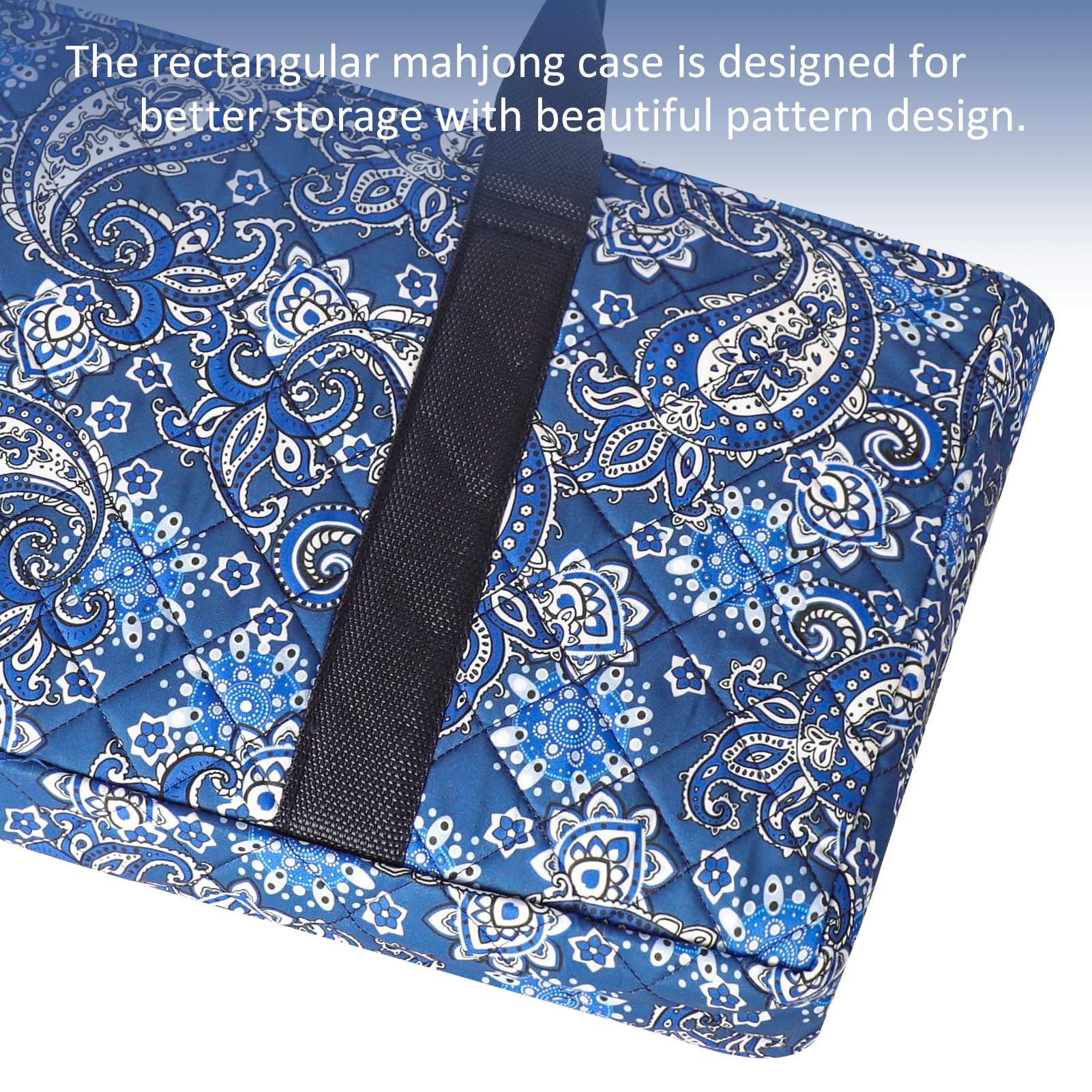 GUSTARIA American Mahjong Game Set, 166 Premium White Tiles, 4 All-in-One Color Rack/Pushers, Complete Mahongg Tile Set Blue Printed Carrying Bag