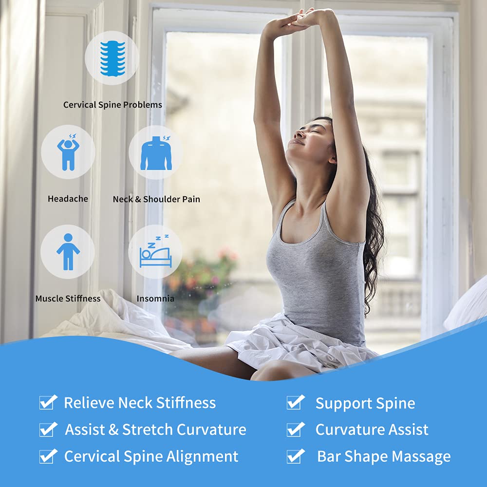 Familycrazy Neck Stretcher Chiropractic Pillow, Neck and Shoulder Relaxer, Cervical Neck Traction Device for TMJ Pain Relief, Neck Massage for Cervical Spine Alignment, Chiropractic Pillow