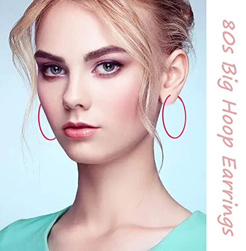 FINZOR 15 Pairs 80s Classic Big Earrings 90s Retro Neon Earrings Party Dangle Earrings Accessories for Women