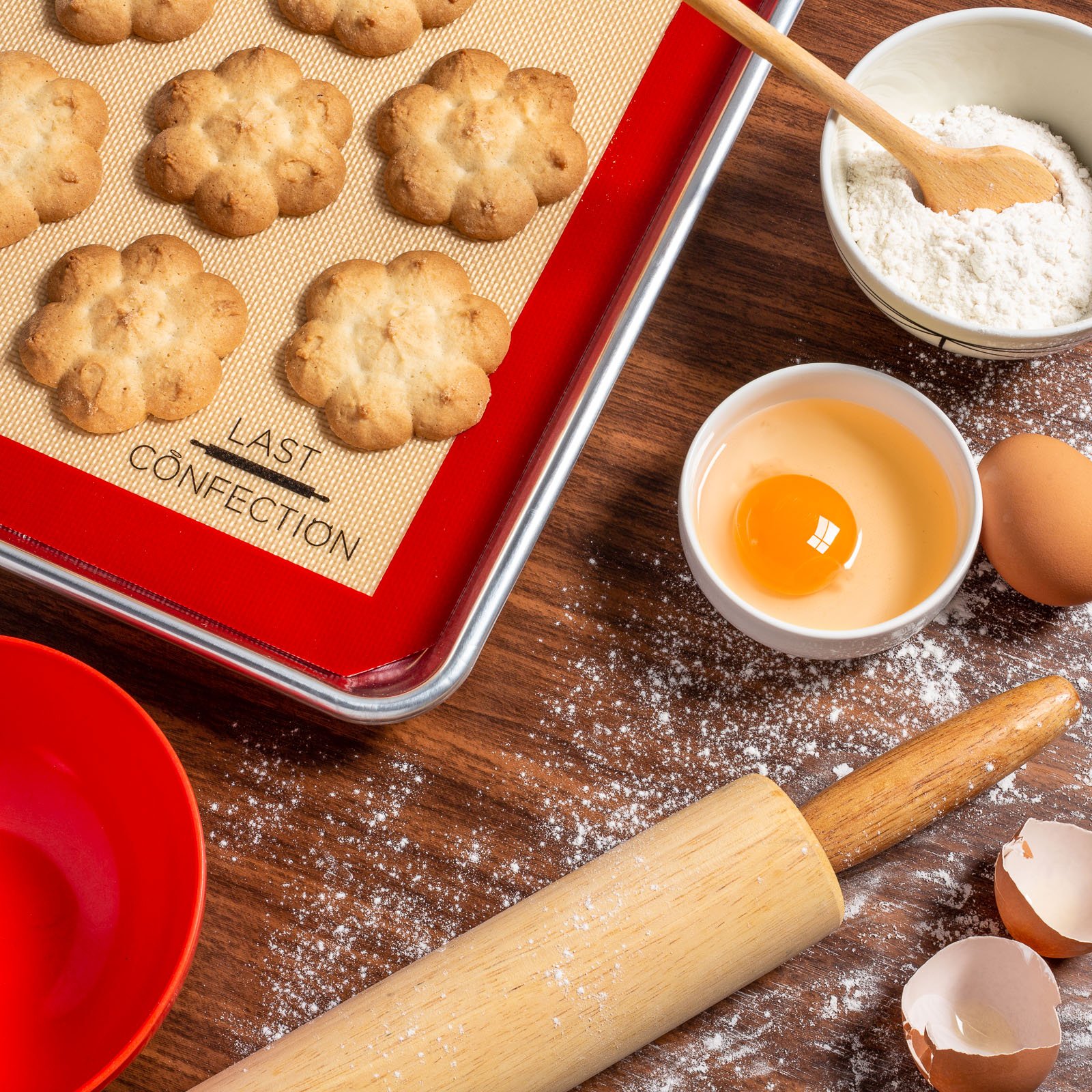Last Confection Silicone Baking Mat - Set of 3 Non-Stick Professional Food Safe Tray Pan Liners - 2 Half Sheet (11-5/8" x 16-1/2") 1 Quarter Sheet (8-1/2" x 11-1/2")