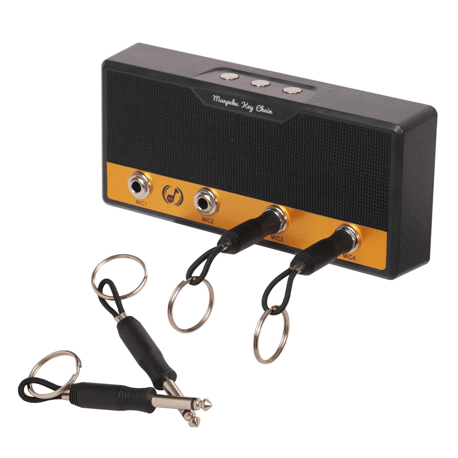 Musical Key Holder for Wall,Guitar Amp Key Holder Wall Mount,Wood Key Storage, for JCM800 Key Rack Hook Includes 4 Guitar Plug Keychains and 1 Wall mounting kit (Black3)