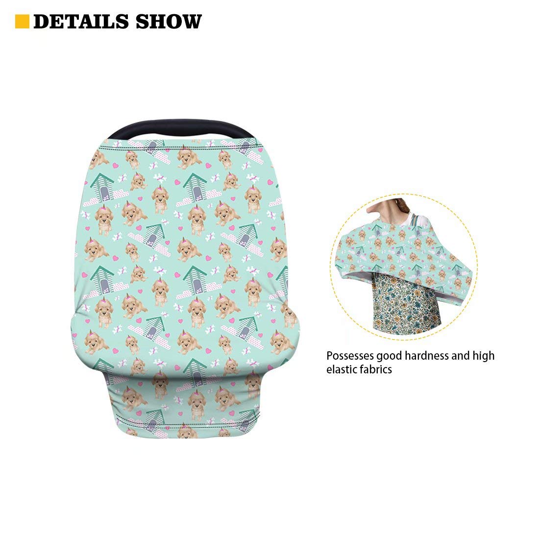 Forchrinse Cute Whale Ocean Animal Pattern Nursing Cover Breastfeeding Scarf,Cute Dolphin Shark Pattern Baby Car Seat Cover Infant Carseat Canopy