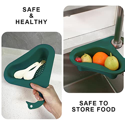 OFCTACK Swan Drain Strainer Basket 2 Pack Plastic Kitchen Garbage Disposal Stopper Sink Corner Accessories for Faucets Diameter Max 1.8 inches, Green