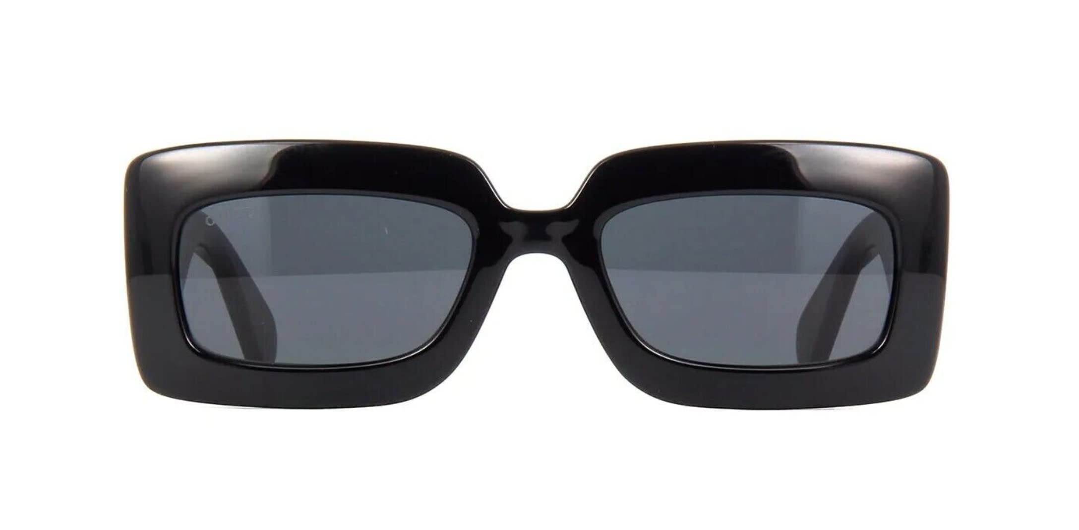 Gucci GG0811S Black Grey Rectangle Women's Sunglasses + Bundle with eSHADES Luxury Eyewear Kit
