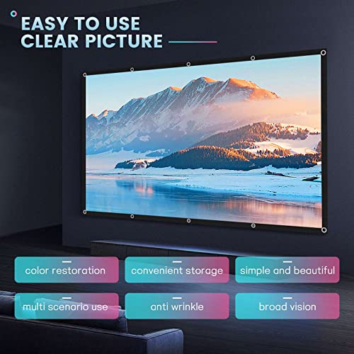Fangyid Portable Projector Screen for Home Theater Outdoor HD White Foldable Anti- (120Inch)