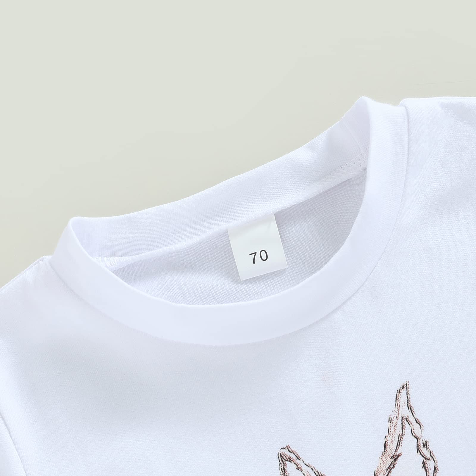 Newborn Baby Boy Easter Outfit Bunny Print Short Sleeve T-shirt Top Shorts Set 2Pcs Infant Summer Clothes (White, 18-24 Months)