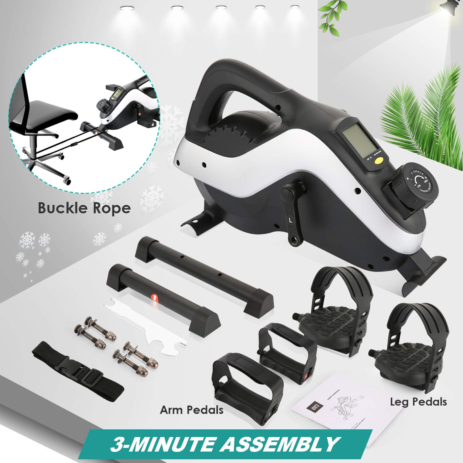 FUNMILY Pedal Exerciser Mini Exercise Bike Arm and Leg Exercise Peddler for Seniors Elderly, Medical Stationary Small Cycle with Magnetic Resistance, Silent & Compact