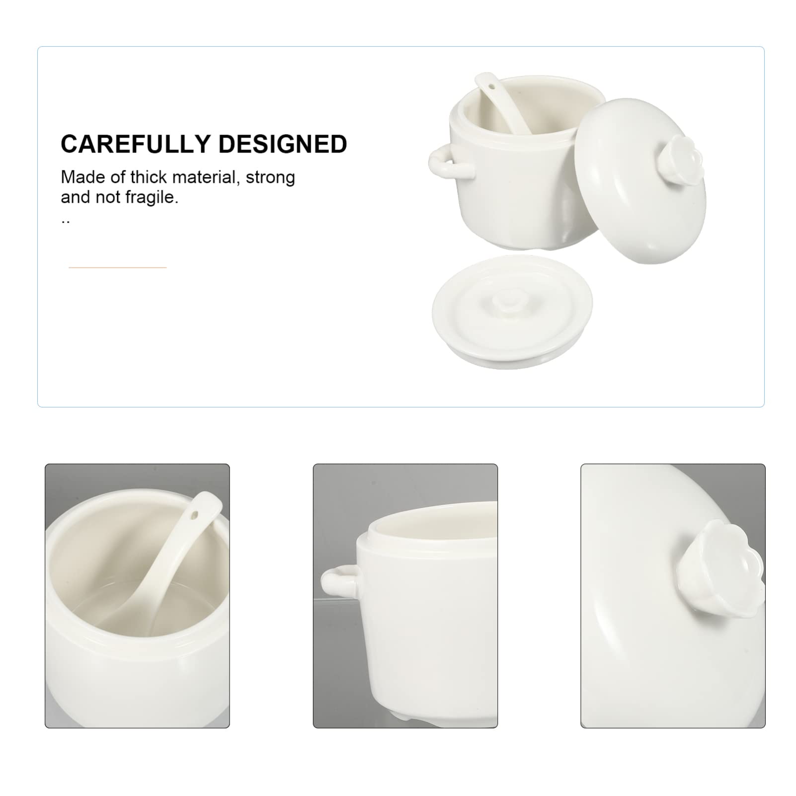 Hemoton Large Soup Mugs Ceramic Soup Bowl with Lid 460ml Onion Soup Crock Chili Bowls Soup Dish Stewing Pot Custard Bowl Cup with Handles and Lid For Soups Stews Cereal White Ceramic Soup Bowl