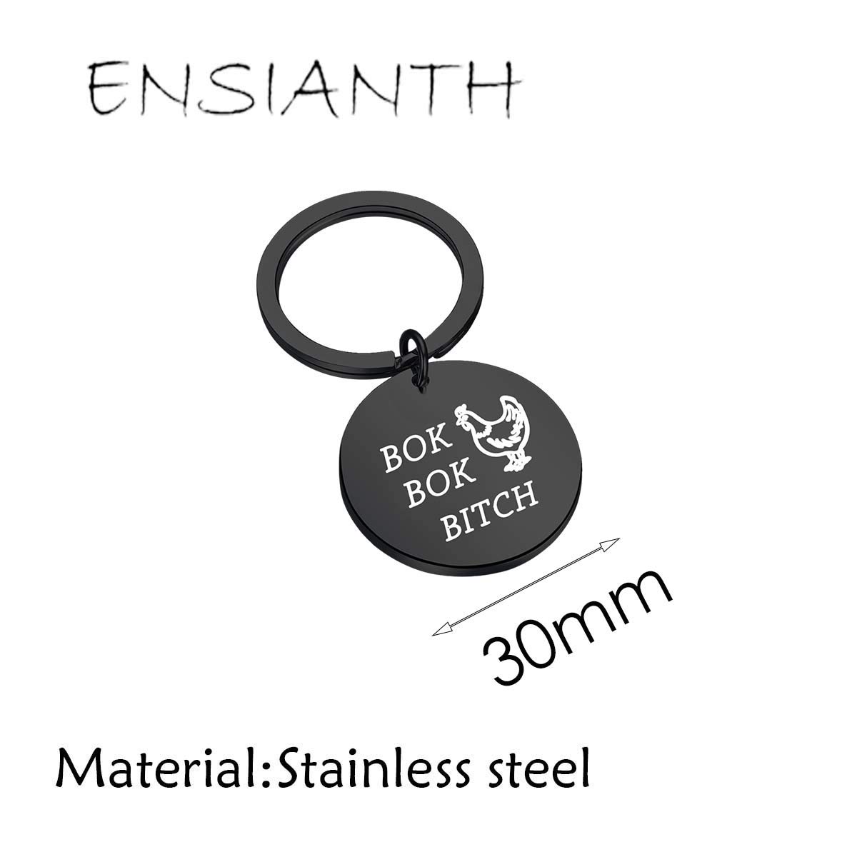 ENSIANTH Funny Chicken Keychain Chicken Lover Gift Bok Bok Bitch Crazy Rich Asians Inspired Gift for Friend (Black)