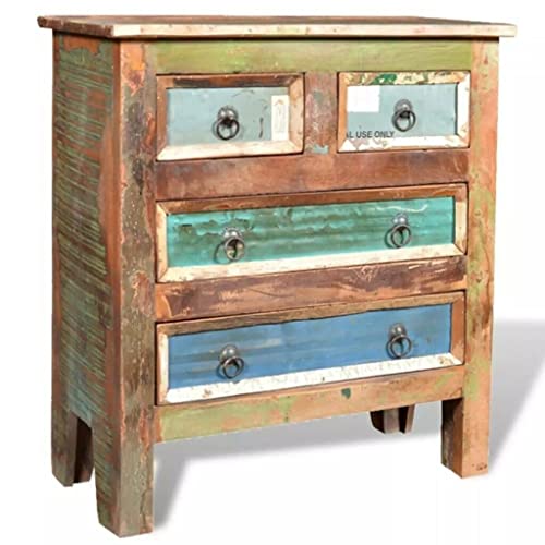 MAXCBD Nightstand Bedside Table Drawer Cabinet Reclaimed Cabinet Solid Wood with 4 Drawers Cabinet with 4 Drawers Offers You Storage Space Storage Tower Dresser