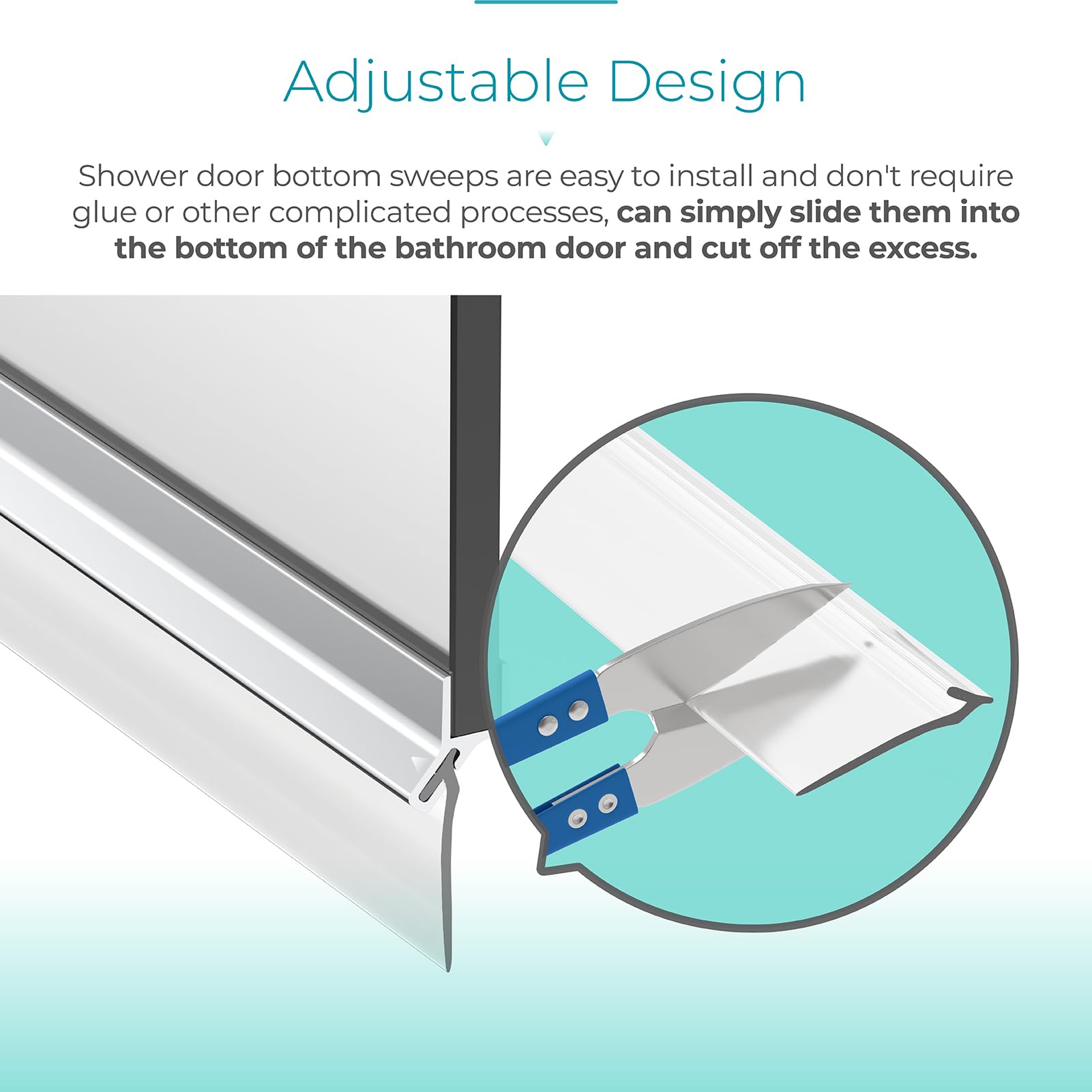 Framed Shower Door Bottom Seal, 1/4" Shower Door Sweep for Framed & Swing Shower Doors, 36" Long Angled T Drip Clear Vinyl Shower Door Seal Strip, Shower Door Replacement Parts