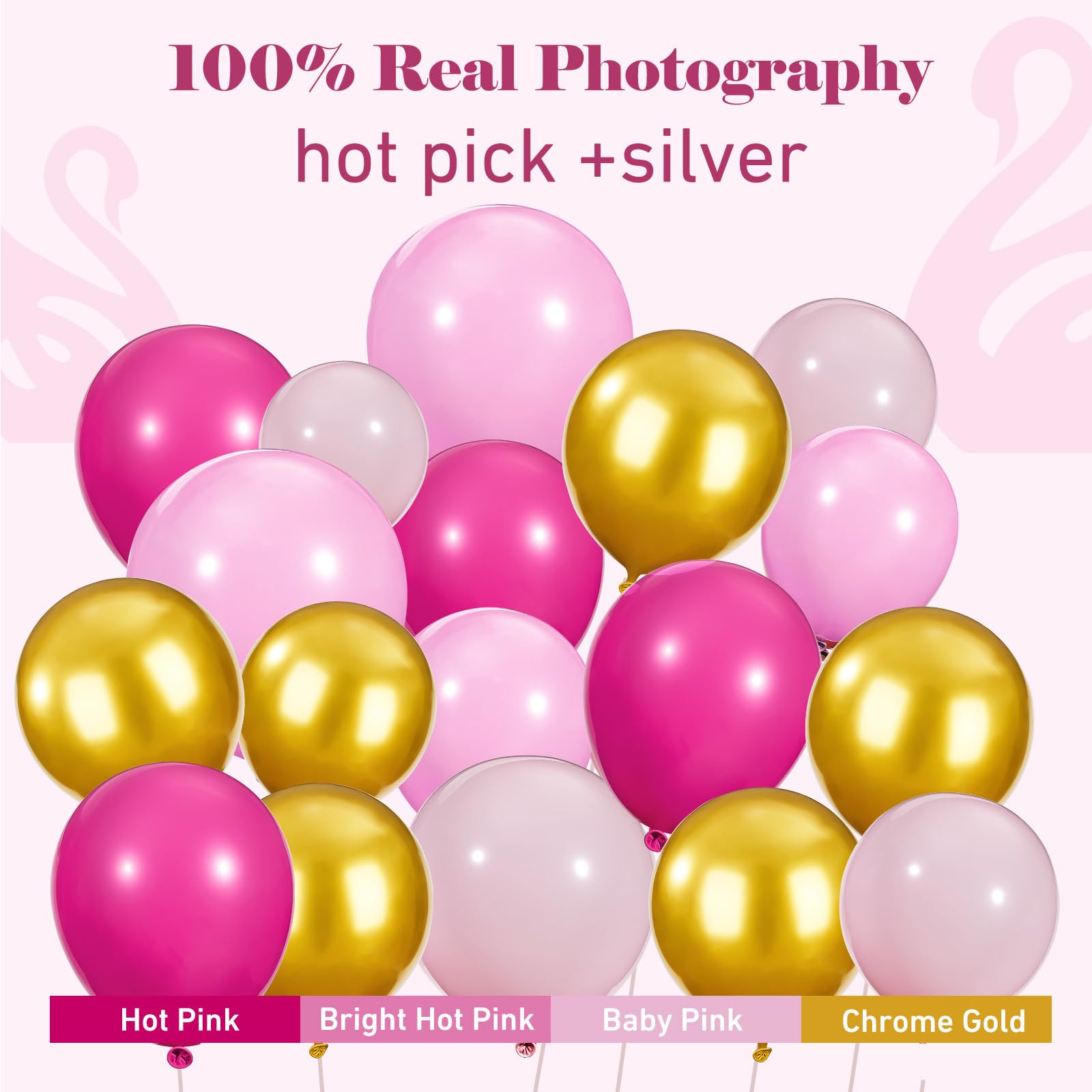 Formulen Pink Balloon Garland Arch Kit, Hot Pink Rose Gold Metallic Balloons Theme Party Girl Birthday Bridal Baby Shower Mother's Day Princess Theme Party Background Decorations Supplies