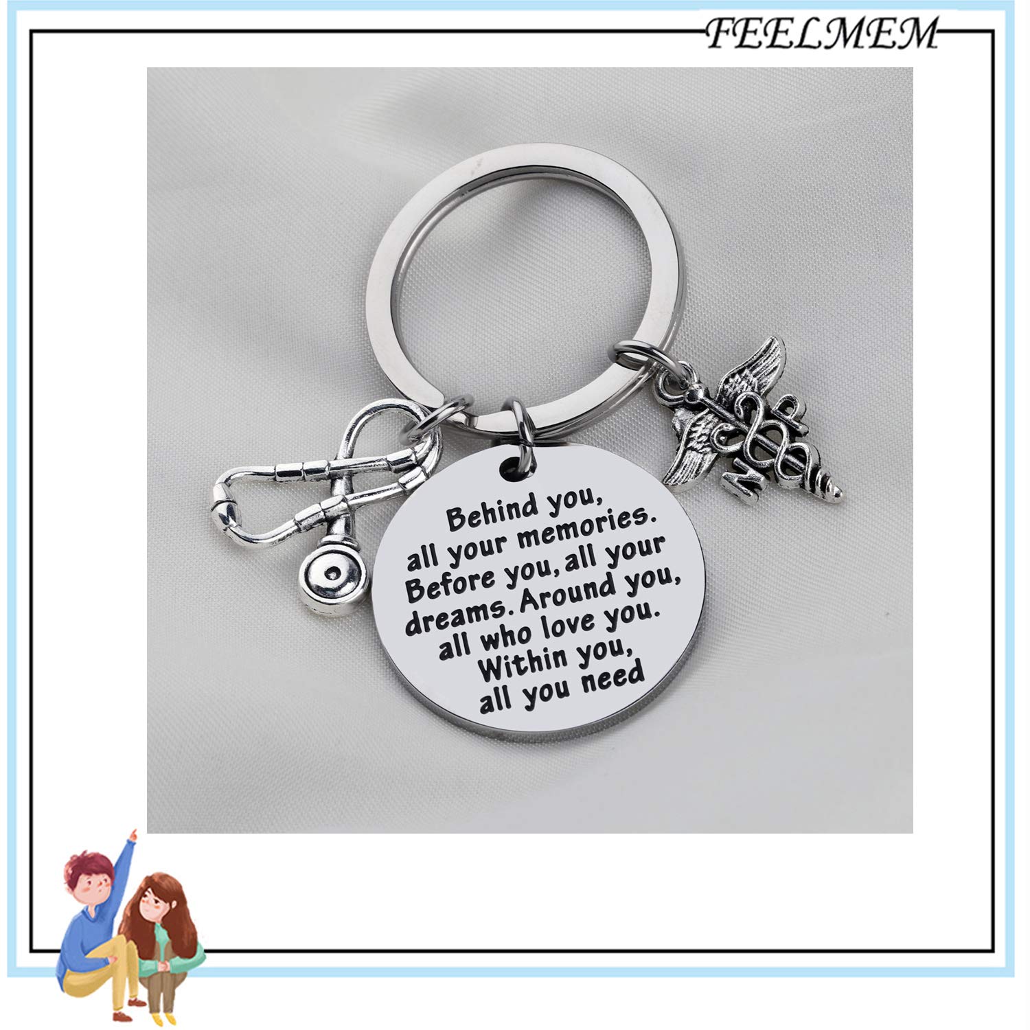 FEELMEM NP Graduation Gift NP Nurse Practitioner Gift NP Keychain Behind You All Your Memories Before You All Your Dreams Inspirational Gift for Nurse Practitioner Graduates (NP)