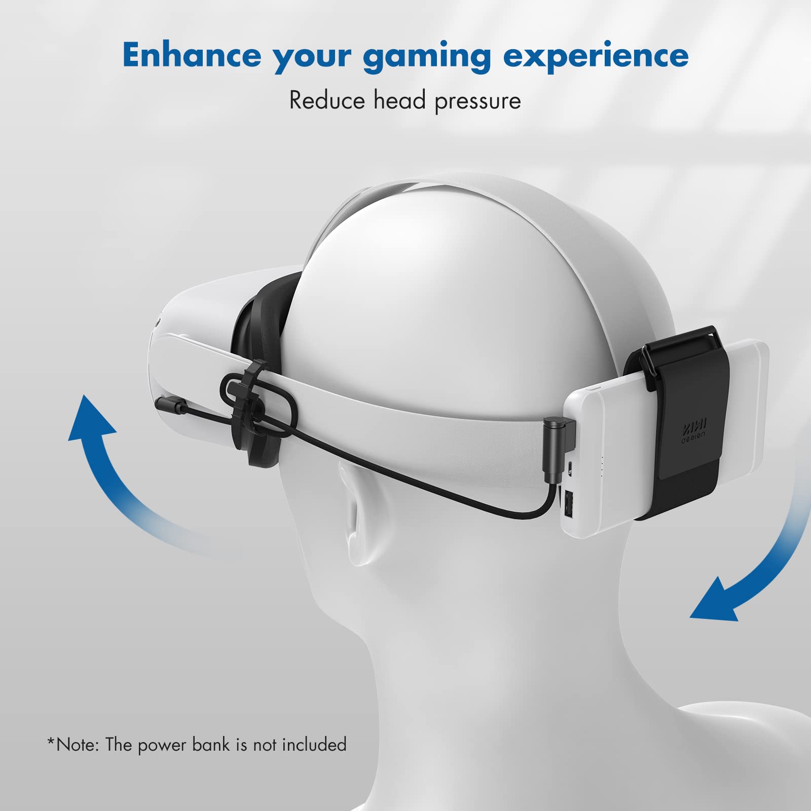 KIWI design 3 in 1 Battery Strap and Link Cable Accessories Compatible with Quest 2 VR Headset