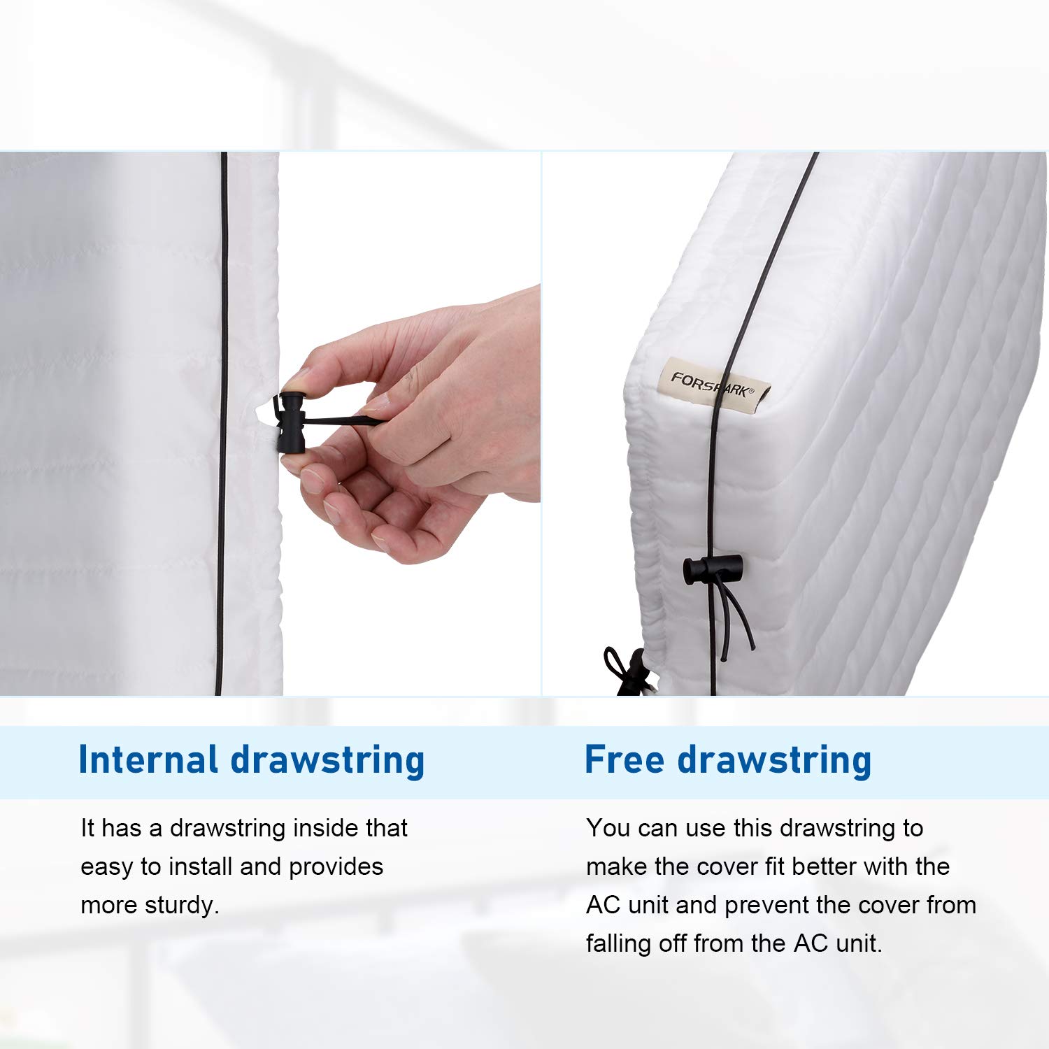 FORSPARK Indoor Air Conditioner Cover, AC Covers for Inside with Free Drawstring, 21 x 15 x 3.5 inches (L x H x D) - White