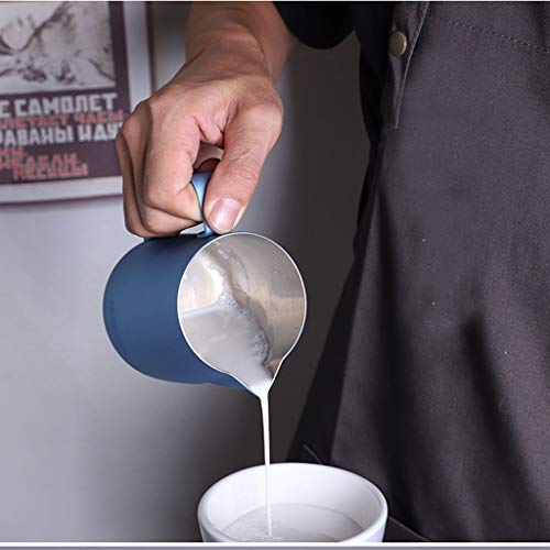 Gravy Boat 304 Stainless Steel Pointed Mouth Milk Foam cup Coffee can Personalized Butter can Pitcher Coffee Utensils Suitable for Latte Cappuccino Cocoa Sauce Jug (Color : 2 blue)