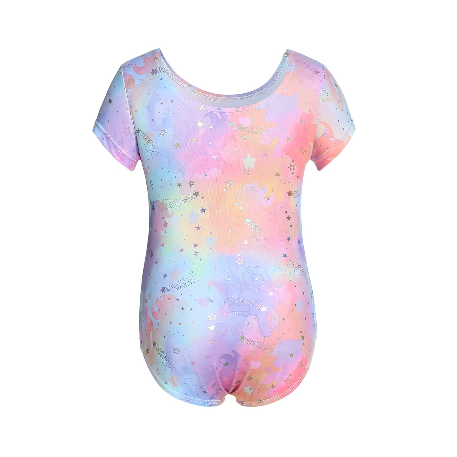 Girls Ballet gymnastic Leotards with Shorts Unicorn Star Print (6 years)