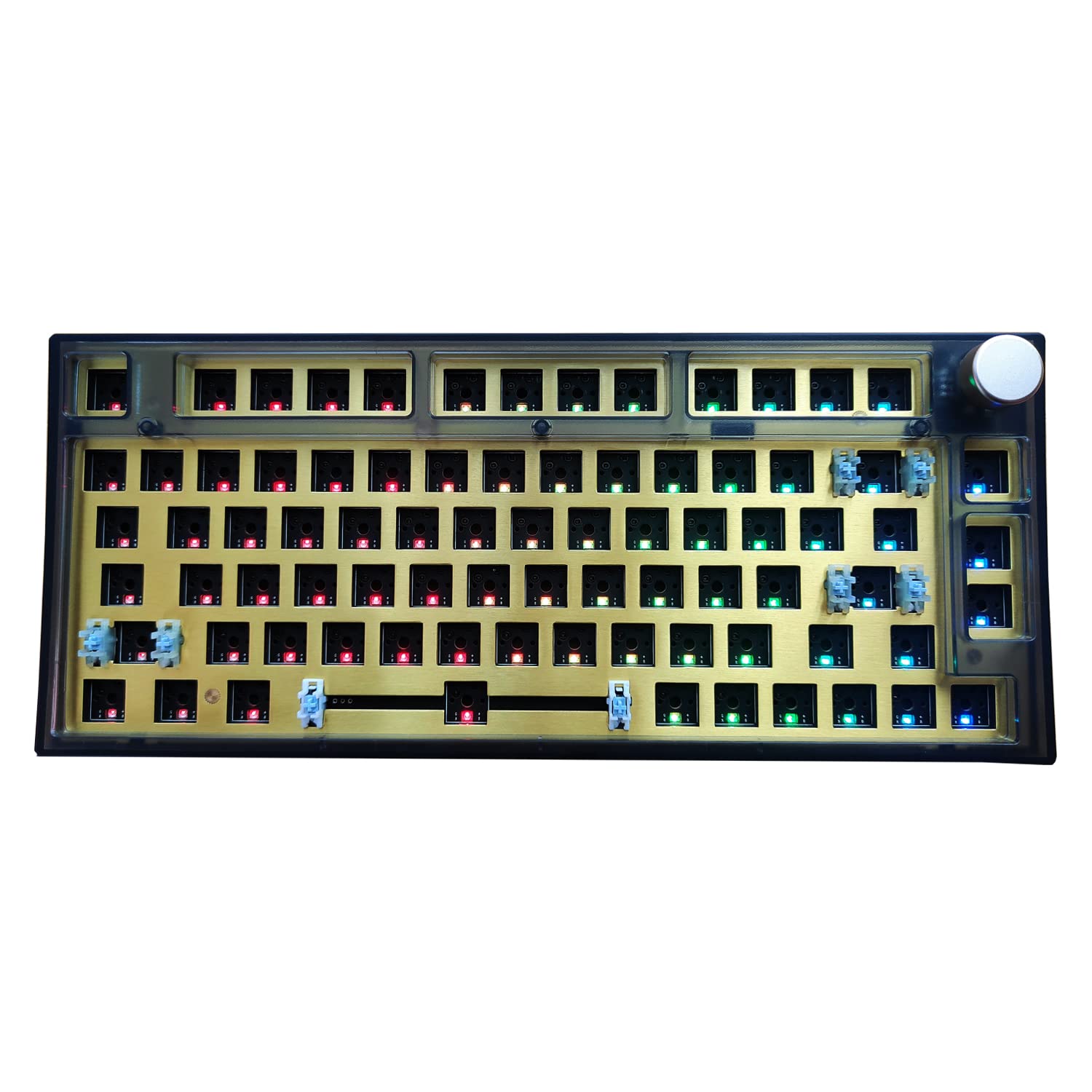 keydous NJ80-AP Wireless Mechanical Keyboard with Knob Bluetooth 5.0 | 2.4G 75% Hot Swap Custom Barebone Kit with Knob RGB Dye-sub PBT Keycab for Win Mac