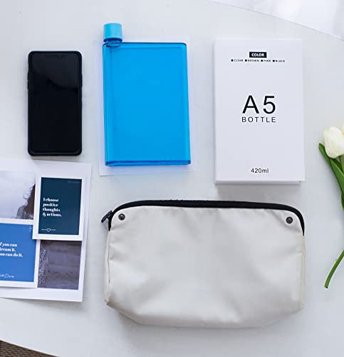 Reusable Slim Flat Water Bottle 420ml Portable - Fits in Pocket &Random Corner.Portable Cup for School,Sports, Travel, Dining Time