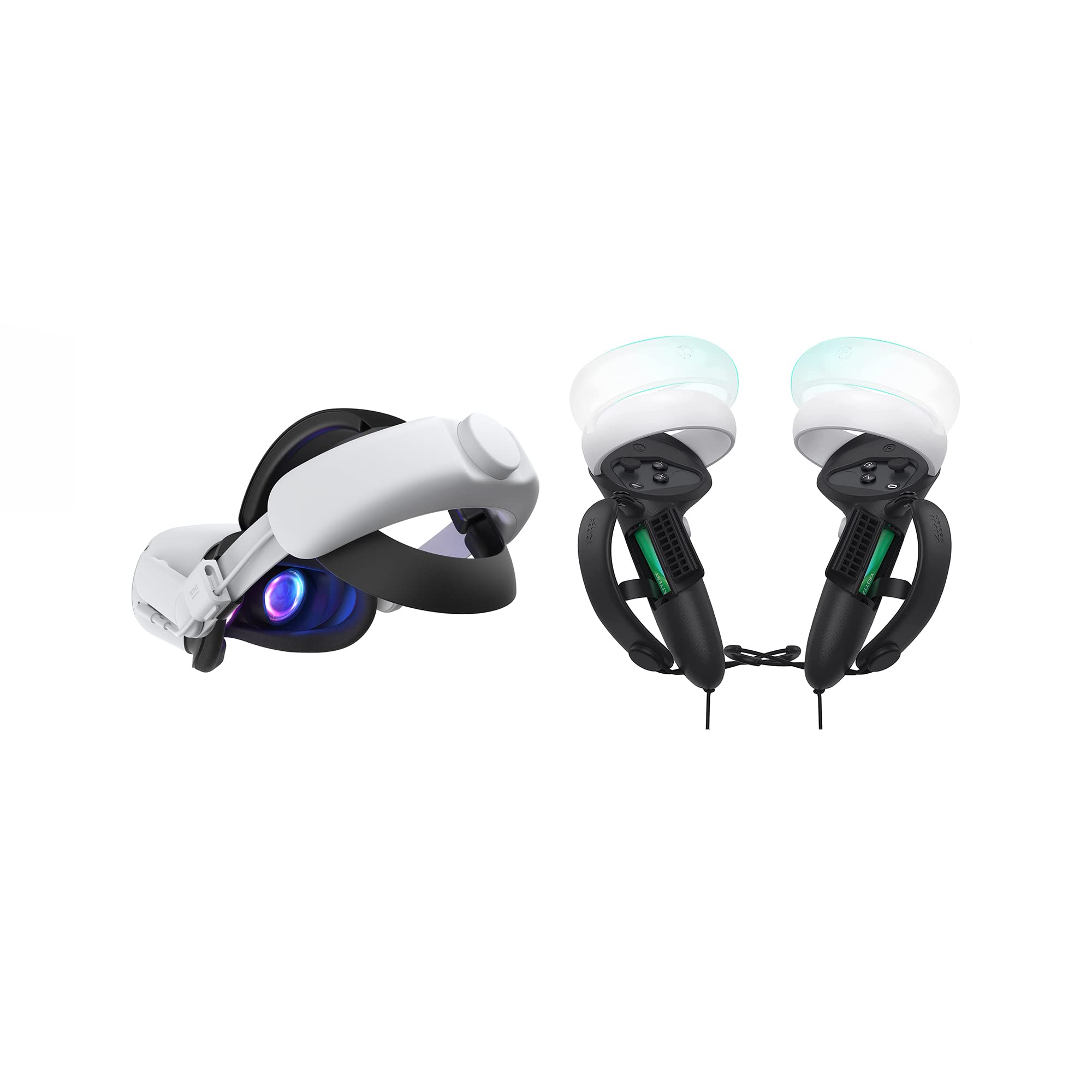 KIWI design Elite Strap with Battery and Controller Grips Compatible with Quest 2