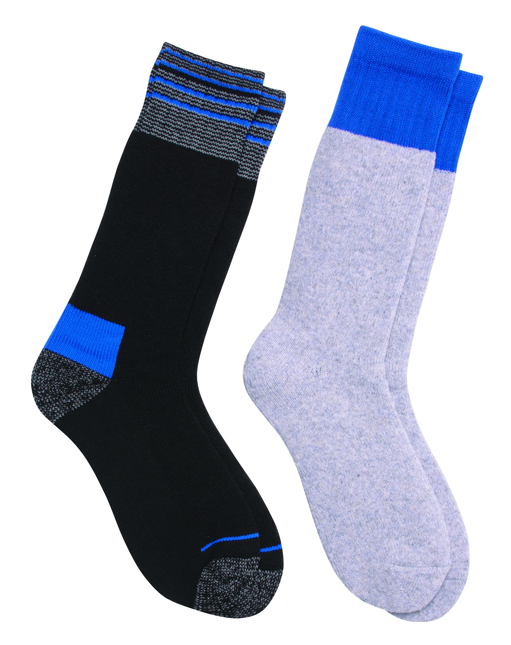 Hanes mens X-temp 2-pack Outdoor Sock, Warmest Over the Calf Black, Shoe Size 6-12 US