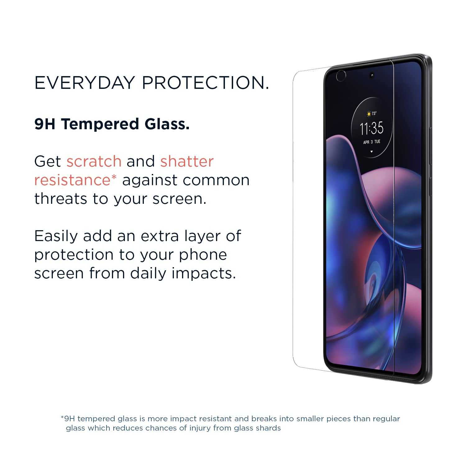 Motorola Edge (2022) Soft Protective Daybreak Case + 9H Glass Screen Protector + TurboPower 30W Charger and 3.3ft USB-C Cable Bundle (Not for Edge+ (Plus) 2022)
