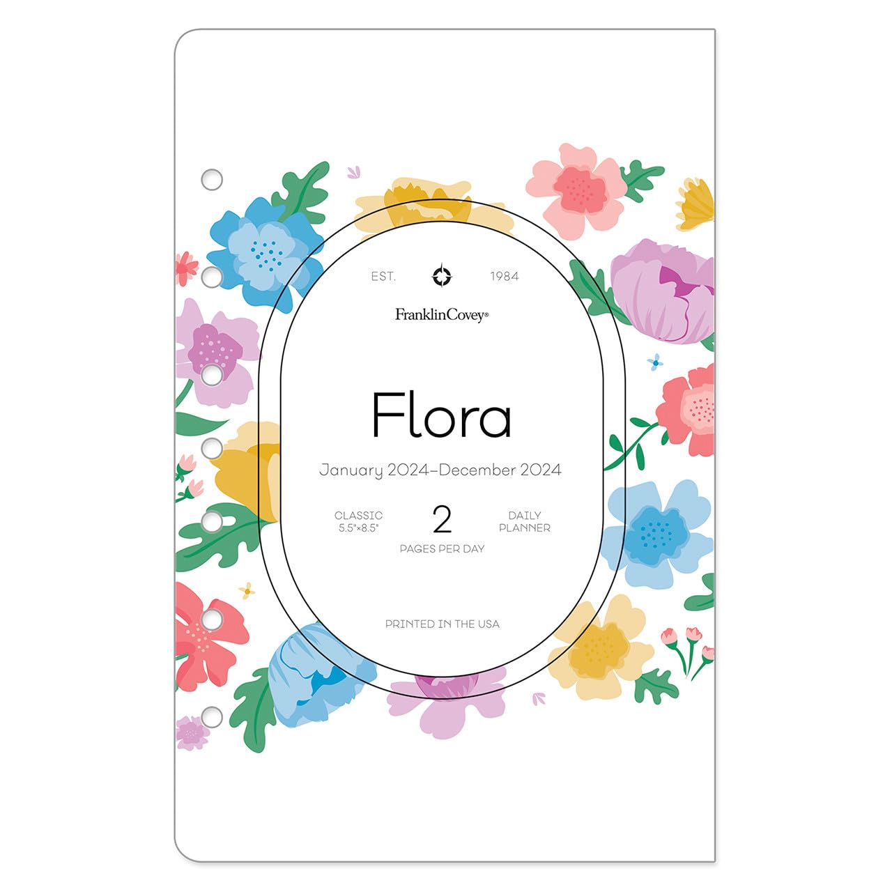FranklinCovey - Flora Two Page Per Day Ring-Bound Planner (Classic, Jan 2024 - Dec 2024)
