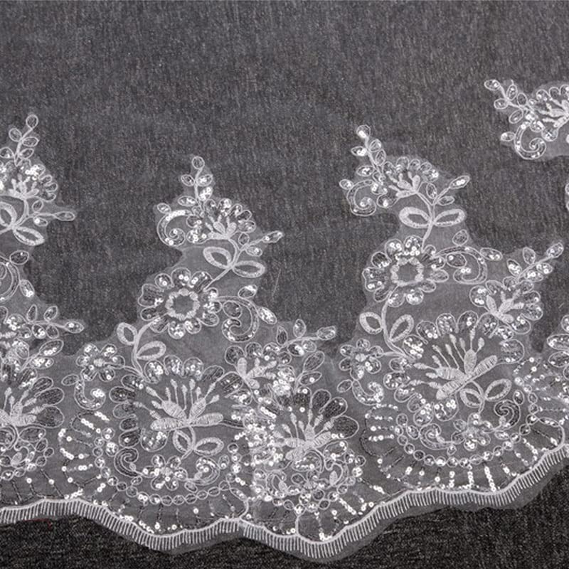 HOUKAI JIAMEI 4Meter Cathedral Wedding Veils Long Lace Edge Bridal Veil with Comb Accessories (Color : D, Size : 4 M)
