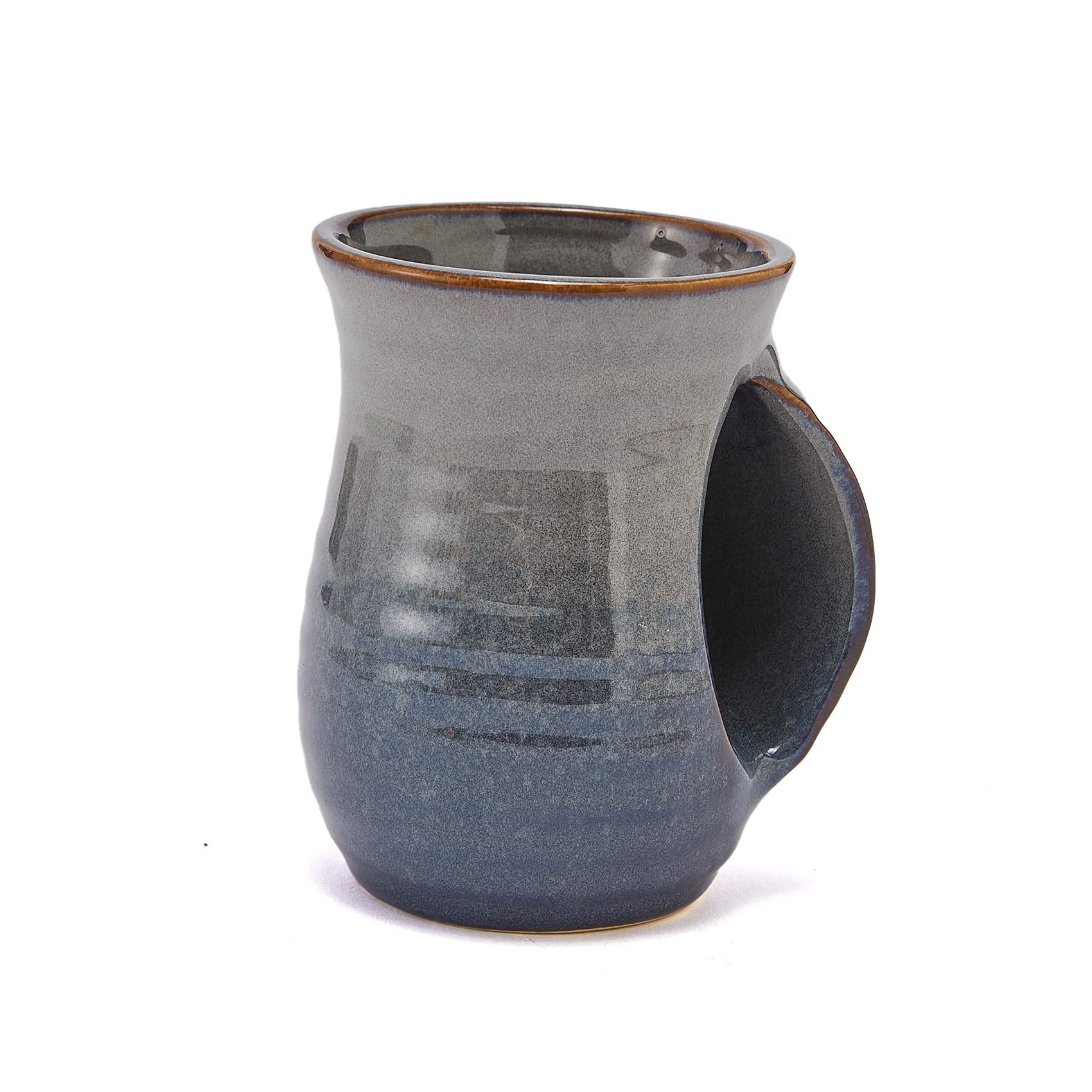 GUTE Hand Warmer Mug, Ceramic and Hand Painted - Contoured Pocket will Hold Warmth From The Heat Of Your Drink To Keep Your Fingers Warm, Comfy Handwarmer (Lagoon Grey)