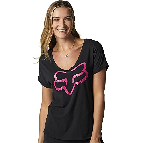 Fox Racing Women's Boundary Short Sleeve TOP, Black/Pink, Large