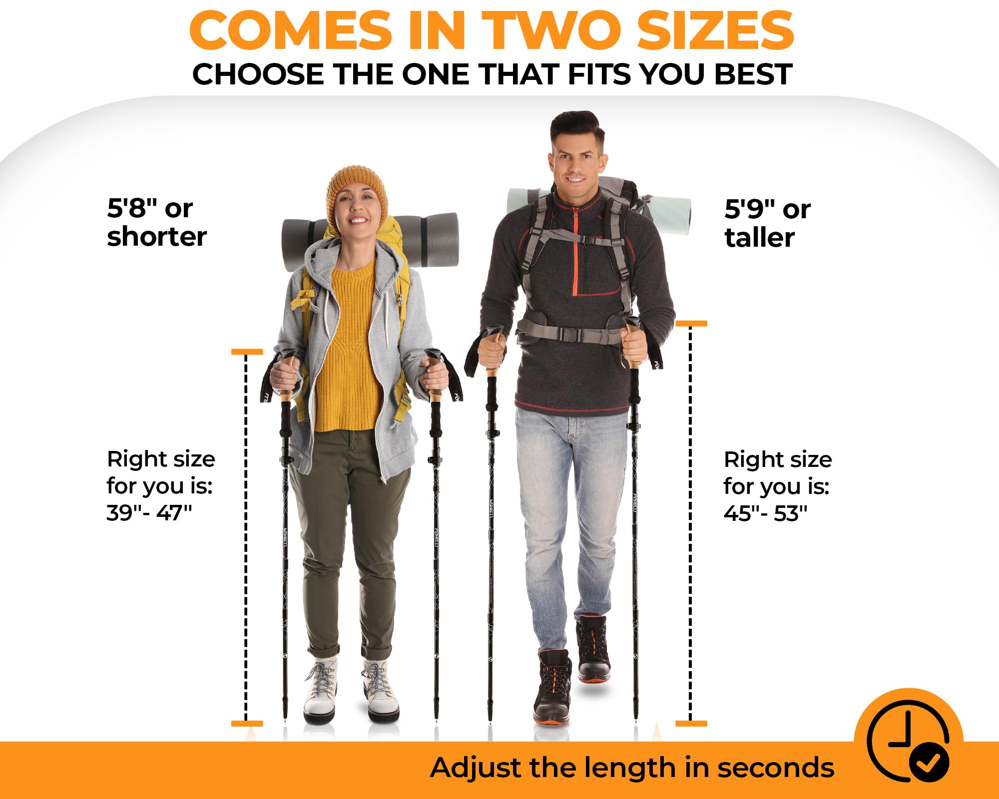 Foxelli Folding Trekking Poles – 2-pc Ultra Compact Hiking Poles for Men & Women, Lightweight Strong Aluminum 7075 Collapsible Foldable Walking Sticks with Flip Locks, 4 Season All Terrain Accessories