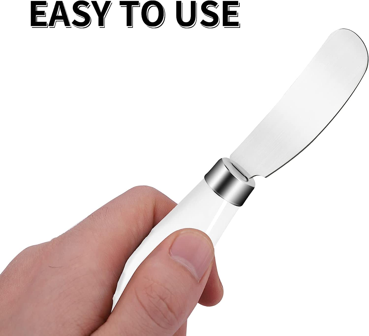 GUZE-US Butter Knife(2 Pcs), Porcelain Handle, Stainless Steel Cheese Spreader, Butter Spreader Knives Set