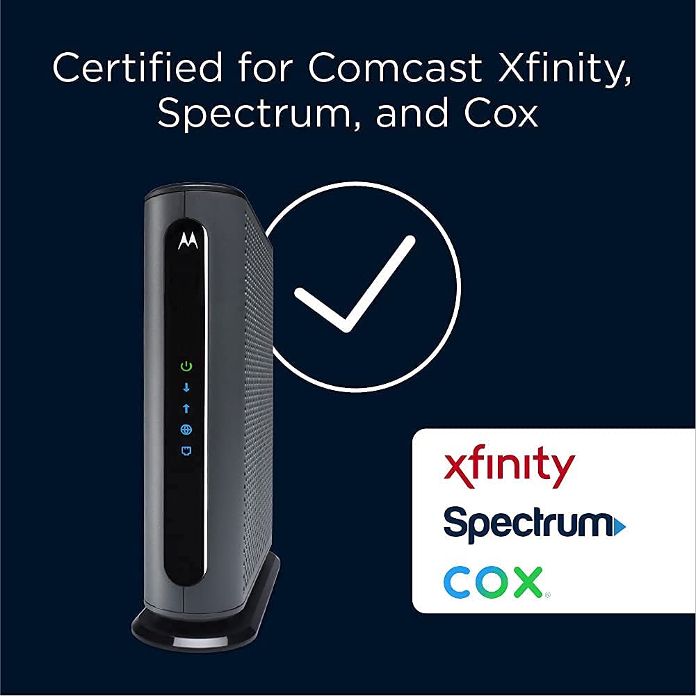 Motorola MH7023 Mesh (3 Pack) + MB8611 Cable Modem - Approved for Comcast Xfinity, Cox Gigablast, Spectrum | for Cable Plans up to 2500 Mbps | Tri-Band | AC2200 WiFi Speed | DOCSIS 3.1