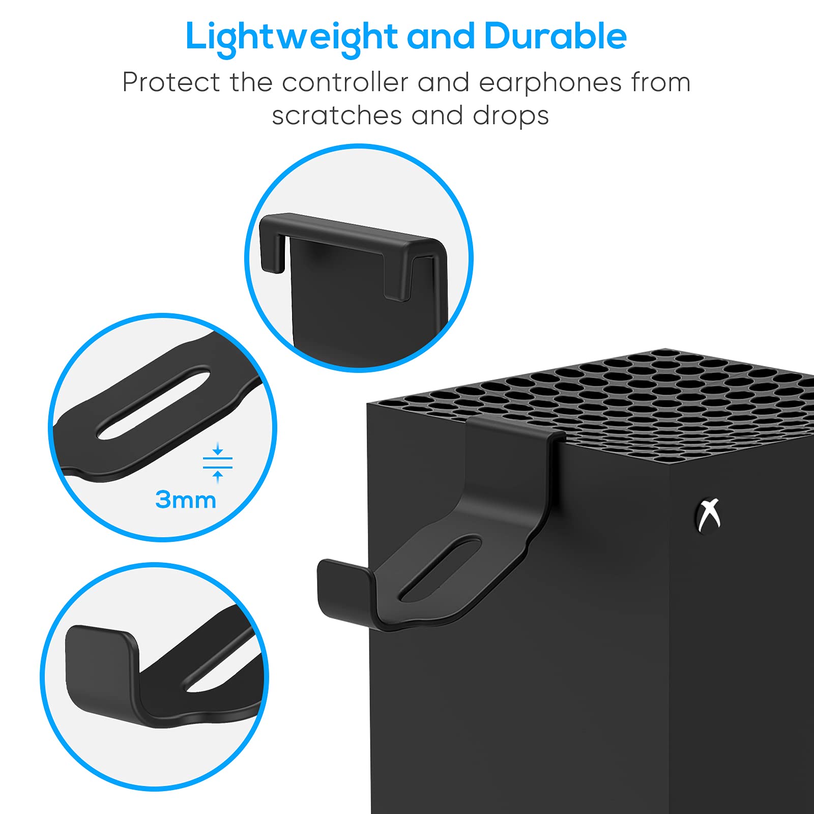 Hanger Holder for Xbox Series X, for PS5 Controller and Headphone, Storage Bracket for Playstation 5 DualSense and for Xbox Series X Controllers, No Screws & No Adhesive Tape