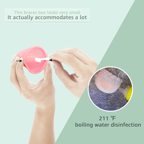 esidianzi Denture Retainer Case Food Grade Silicone Denture Holder Box with Vent Holes Mini Portable False Teeth Container Multipurpose False Teeth Storage Box for Home Travel Office(Pink)