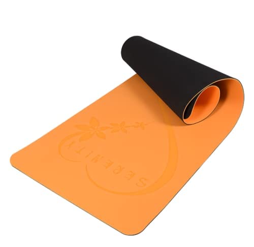Eco-Friendly TPE Yoga Mats Fitness Gym 8 mm Thick Exercise Gym Mat Non Slip (Orange)