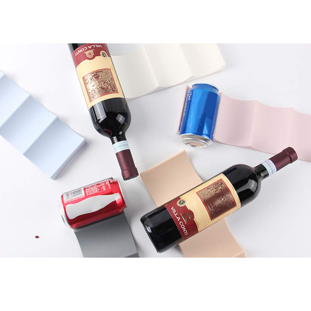 HEMOTON Wine Bottle Display Mat Plastic Bottle Stacking Mat Rack Organizer Stacks Cans Bottles Wine Holder for Countertops Pantry Fridge (Pink)