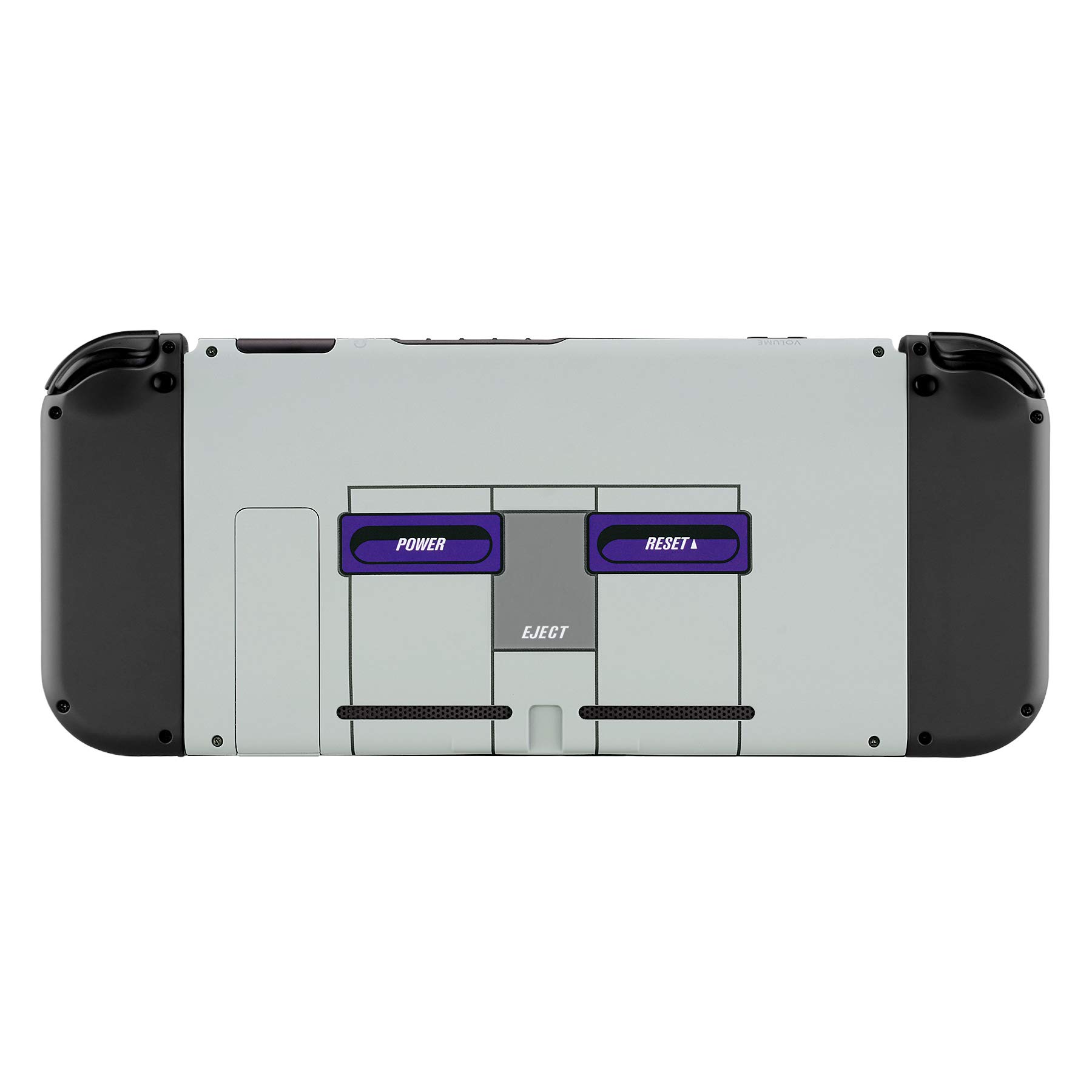 eXtremeRate Soft Touch Grip Classics SNES Style Console Back Plate DIY Replacement Housing Shell Case for Nintendo Switch Console with Kickstand – JoyCon Shell NOT Included
