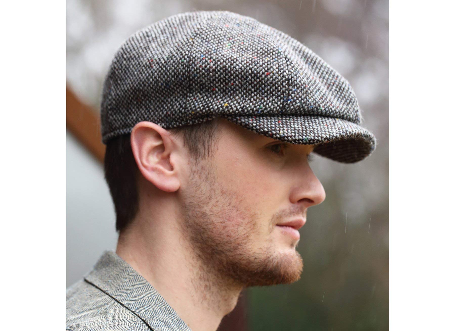 Hanna Hats Men's Donegal Tweed JP Cap Gray Salt & Pepper Medium