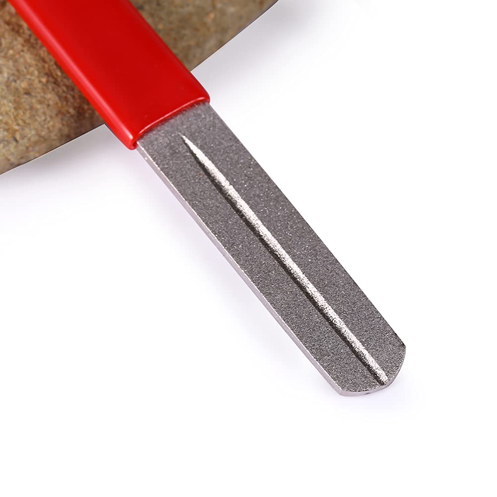 Fish Knife Grinding Tool, Fishing Accessory Fishing Hook Sharpener Hook File 2 Sided for Side Sharpening for Outdoor Fishing for Anglers(red, Double Groove)