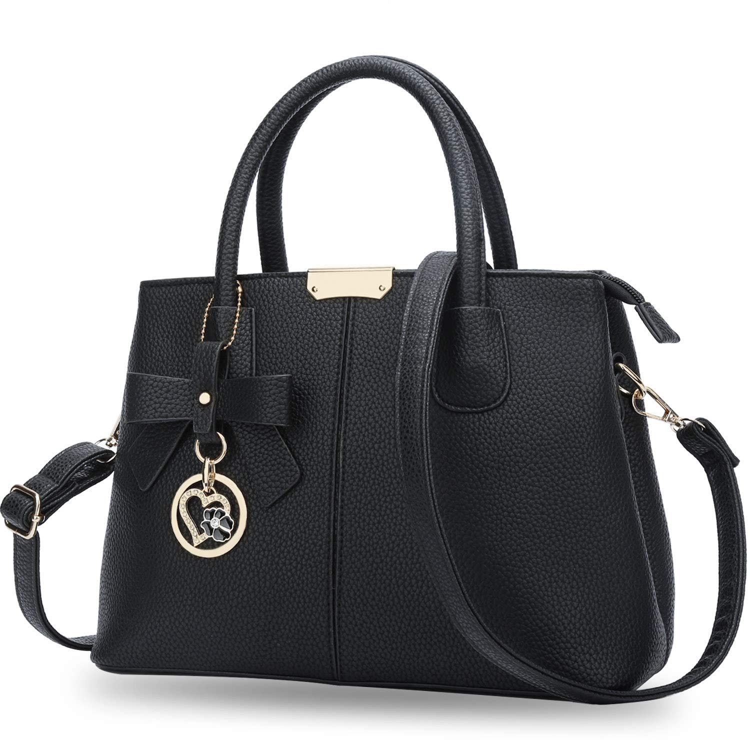 KKXIU Purses and Handbags for Women Top Handle Satchel Shoulder Ladies Crossbody Bags (E-Black)