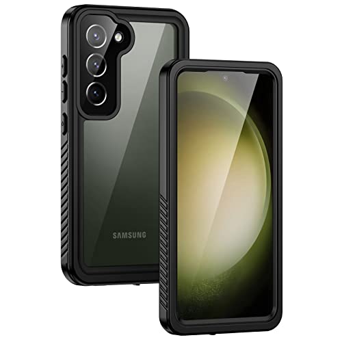 Lanhiem Samsung Galaxy S23 Case, IP68 Waterproof Dustproof, Built-in Screen Protector, Rugged Full Body Shockproof Protective Cover for Galaxy S23 5G 6.1 Inch, Black/Clear
