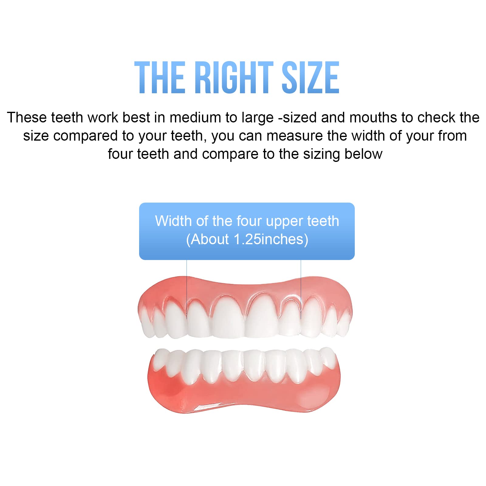 Fake Teeth,2PCS Dentures Cosmetic Teeth for Upper and Lower Jaw,Natural Shade and Comfortable Fit,Veneer Dentures for Women and Men-B1