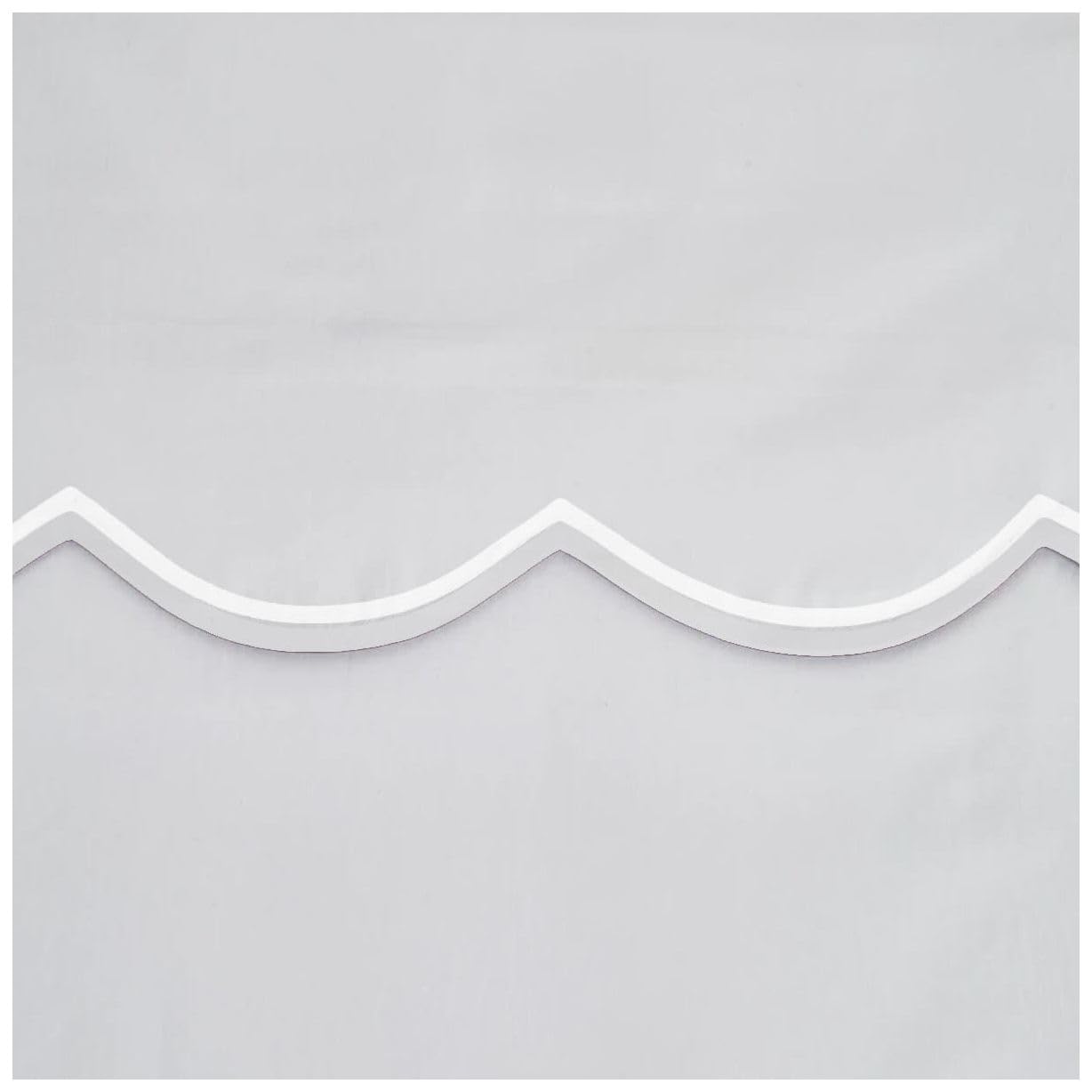 Scalloped Trim Duvet Cover & Shams 100% Cotton Sateen 400 Thread Count (Cal-KingKing, White Scalloped)