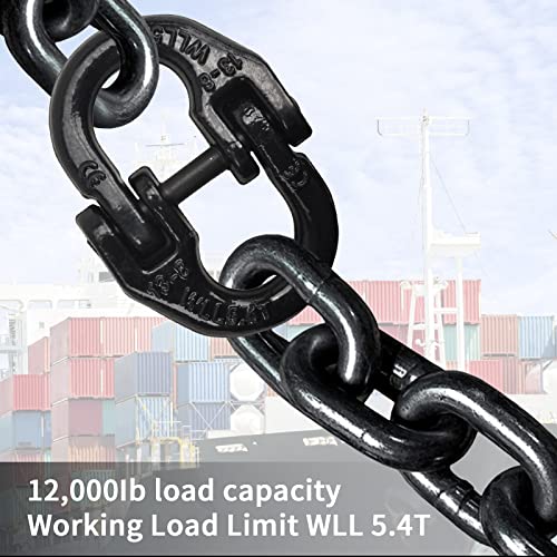 TBAPFS 1/2" Grade 80 Alloy Steel Hammerlock Coupling Link, Tow Hitch Hammer Lock Safety Trailer Chain Adapter Connector Link for Heavy Super Duty Truck Chain Hitch, 12000 Lbs Work Load Limit - Black