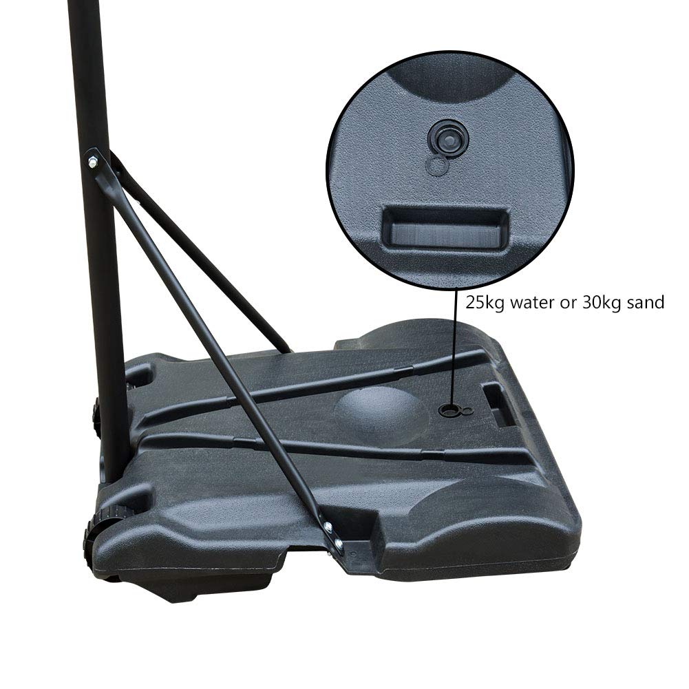 HaoKang Portable Basketball Hoop with Adjustable Height System Outdoor 28" Background and Wheels for Teenager