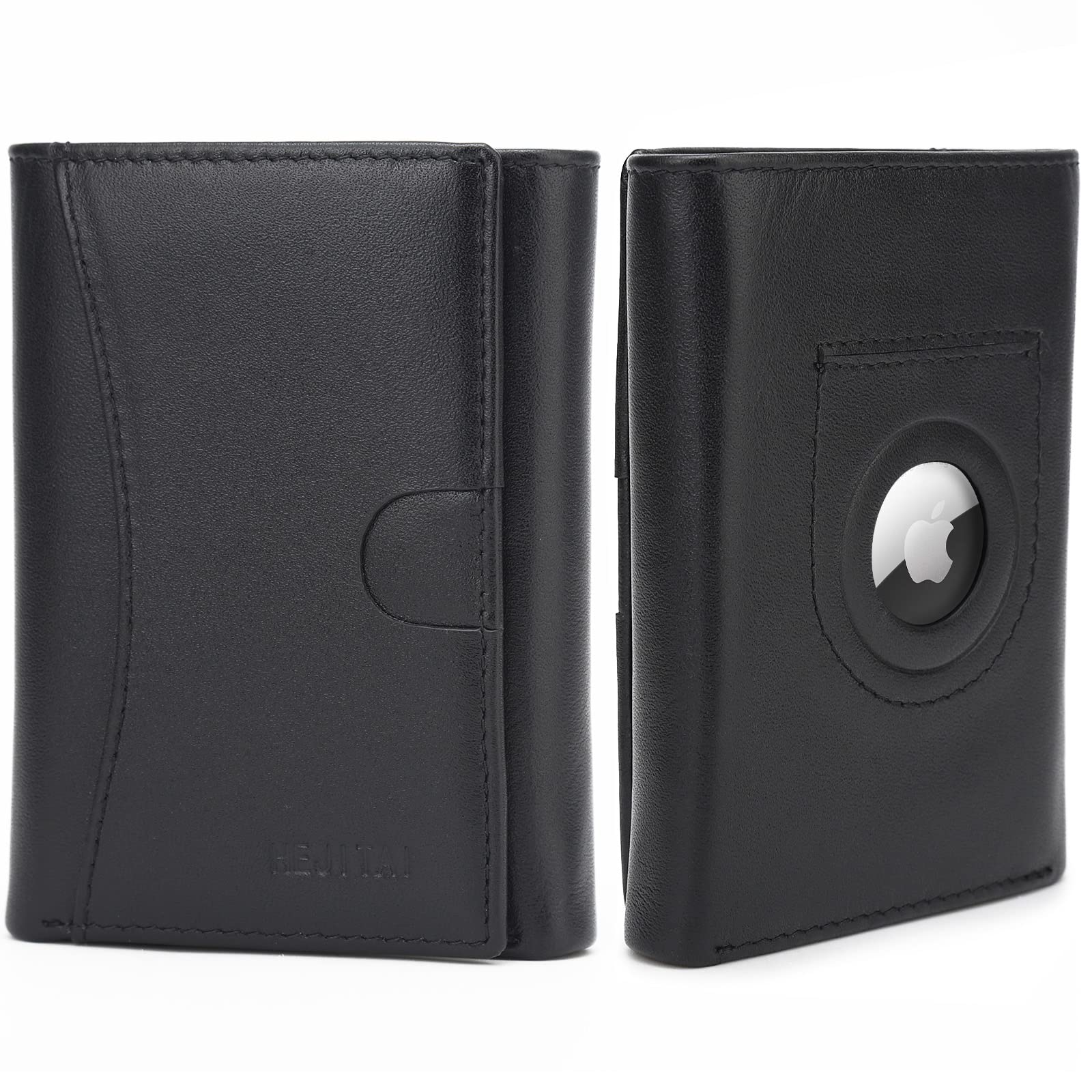 HEJITAI Wallet for Men, Leather Mens Wallet, AirTag Wallet with ID Window, Pop Up Wallet Large Capacity, Trifold Wallet RFID Blocking, With Gift Box