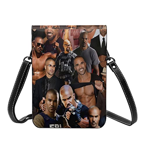 KIANSLA Shemar Moore Collage Small Crossbody Cell Phone Bag For Women'S, Portable Multifunction Shoulder Bag Card Hold Purse,With Removable Shoulder Strap