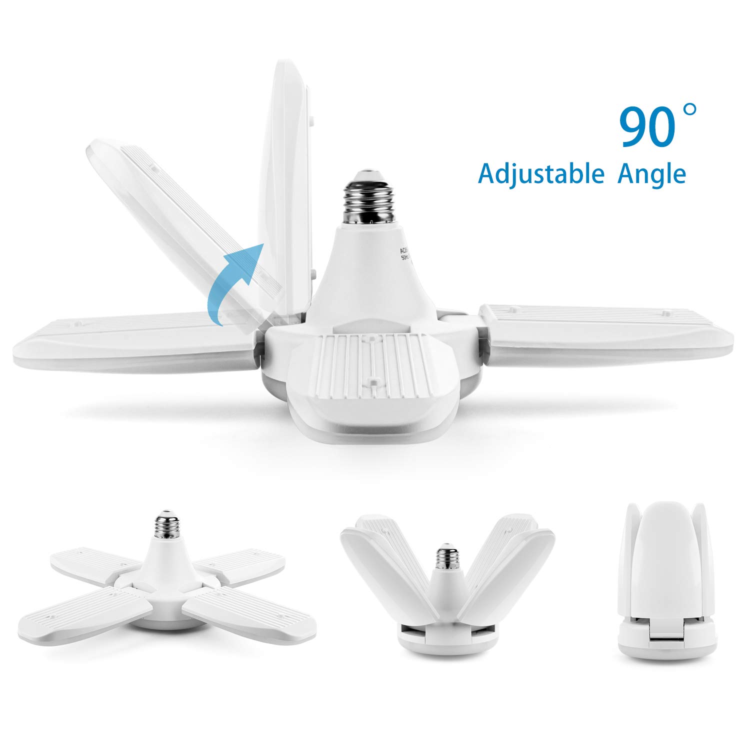 FanNicoo LED Garage Lights 500W Equivalent Deformable Ceiling Bulb 45W 4500LM 6500K Cool Daylight White,E26/E27 Medium Base Led Shop Light for Garage Basement Shop Workshop Warehouses Barn