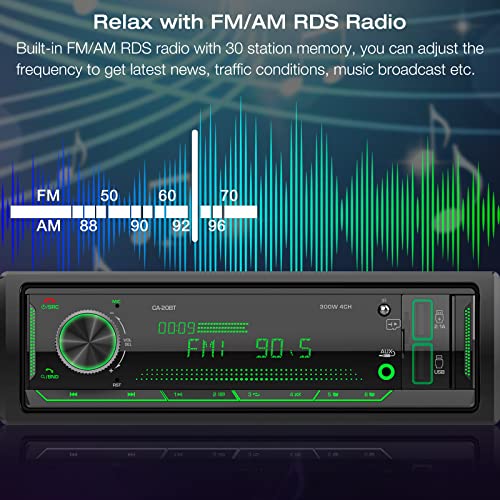 Single Din Stereo Marine Radio: Bluetooth Car Audio Receivers with Digital LCD Display | FM AM Car Radio | USB/SD/AUX/MP3 Player | 2.1A Quick Charge | APP Remote